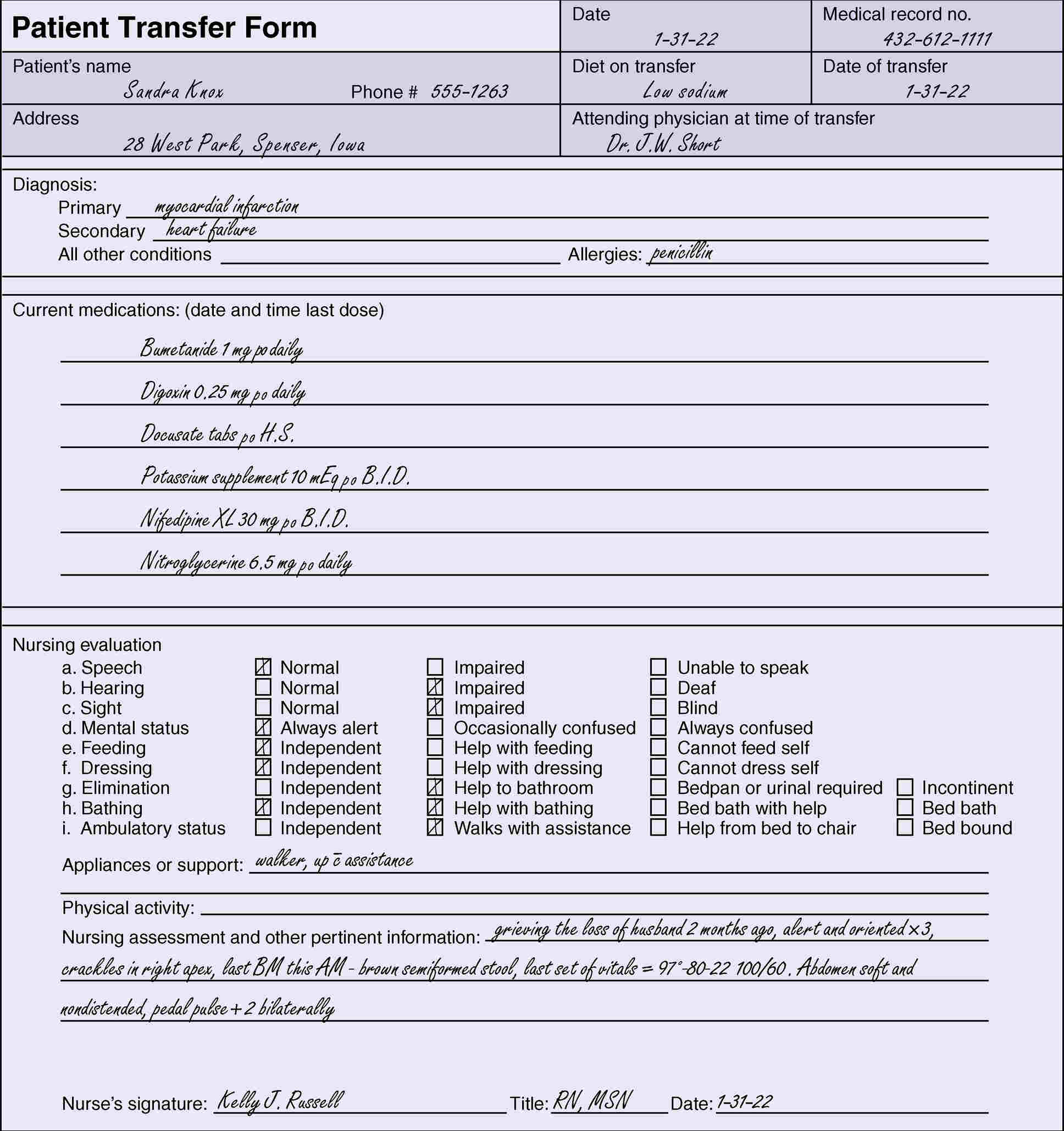 Admission, Transfer, and Discharge